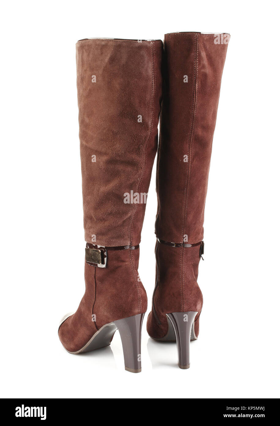 brown female boots isolated on white background back view Stock Photo ...