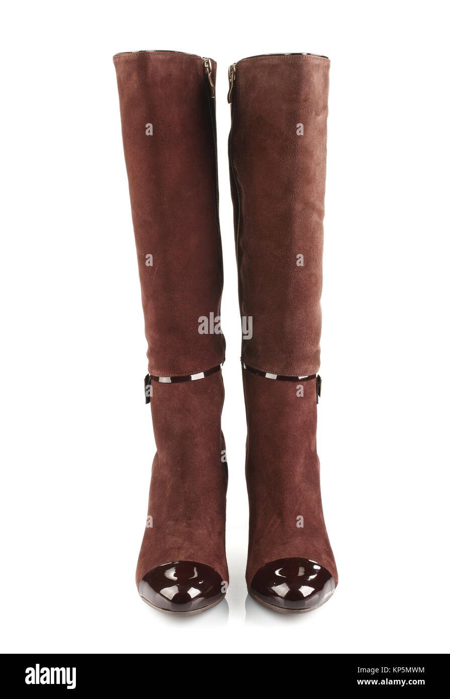 brown female boots isolated on white background front view Stock Photo ...