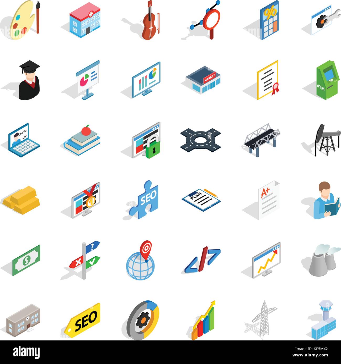 Job contract icons set, isometric style Stock Vector Image & Art - Alamy