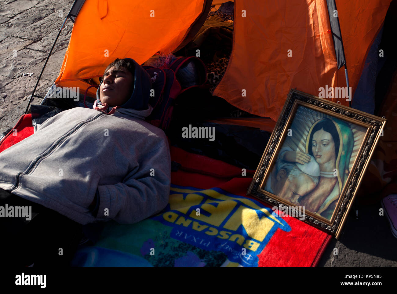 A pilgrim sleeps during the annual pilgrimage to the Nuestra Se–ora de ...