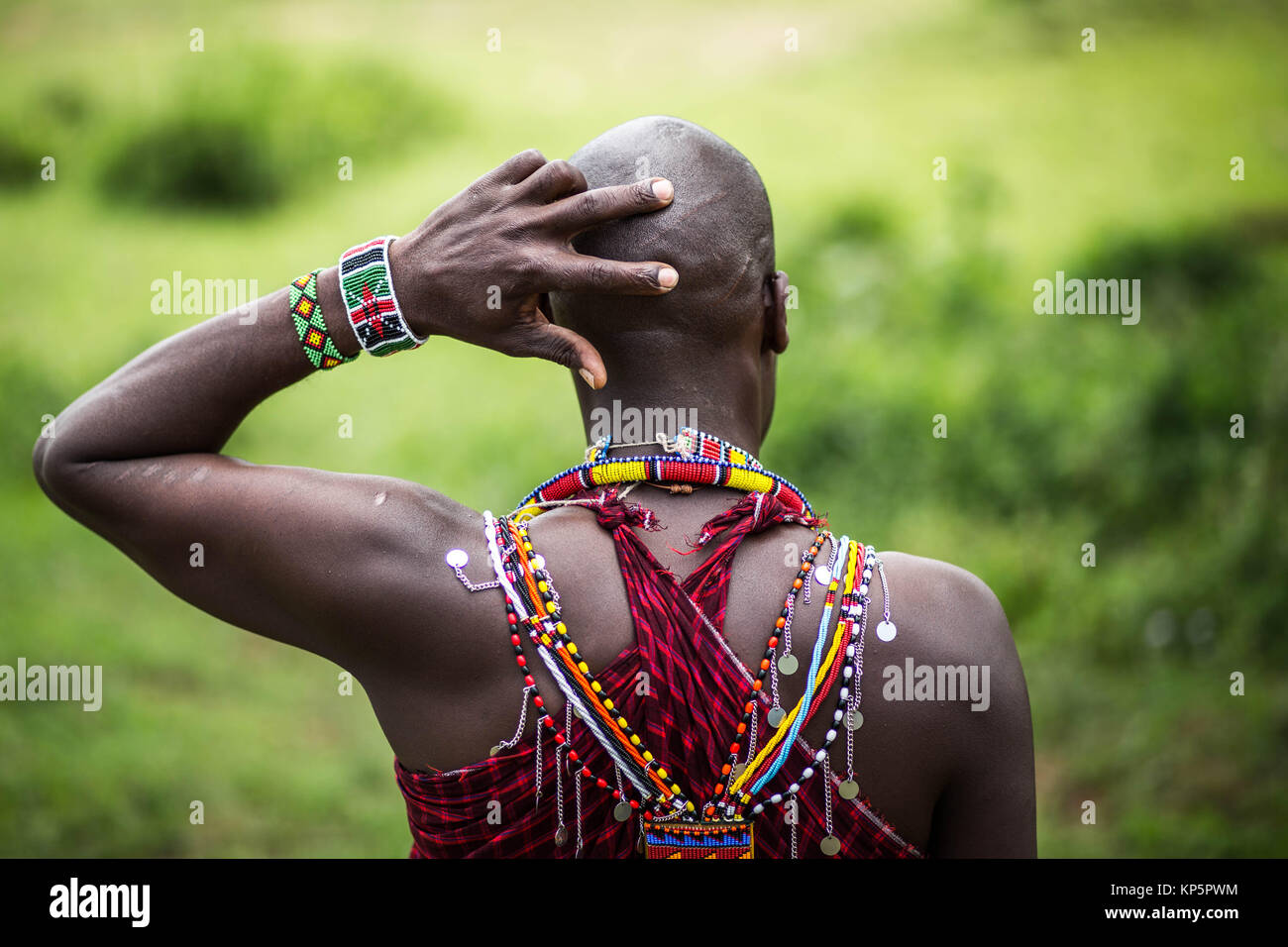 A Kenyan Masai local known as Lemeria shows the scars on his head ...