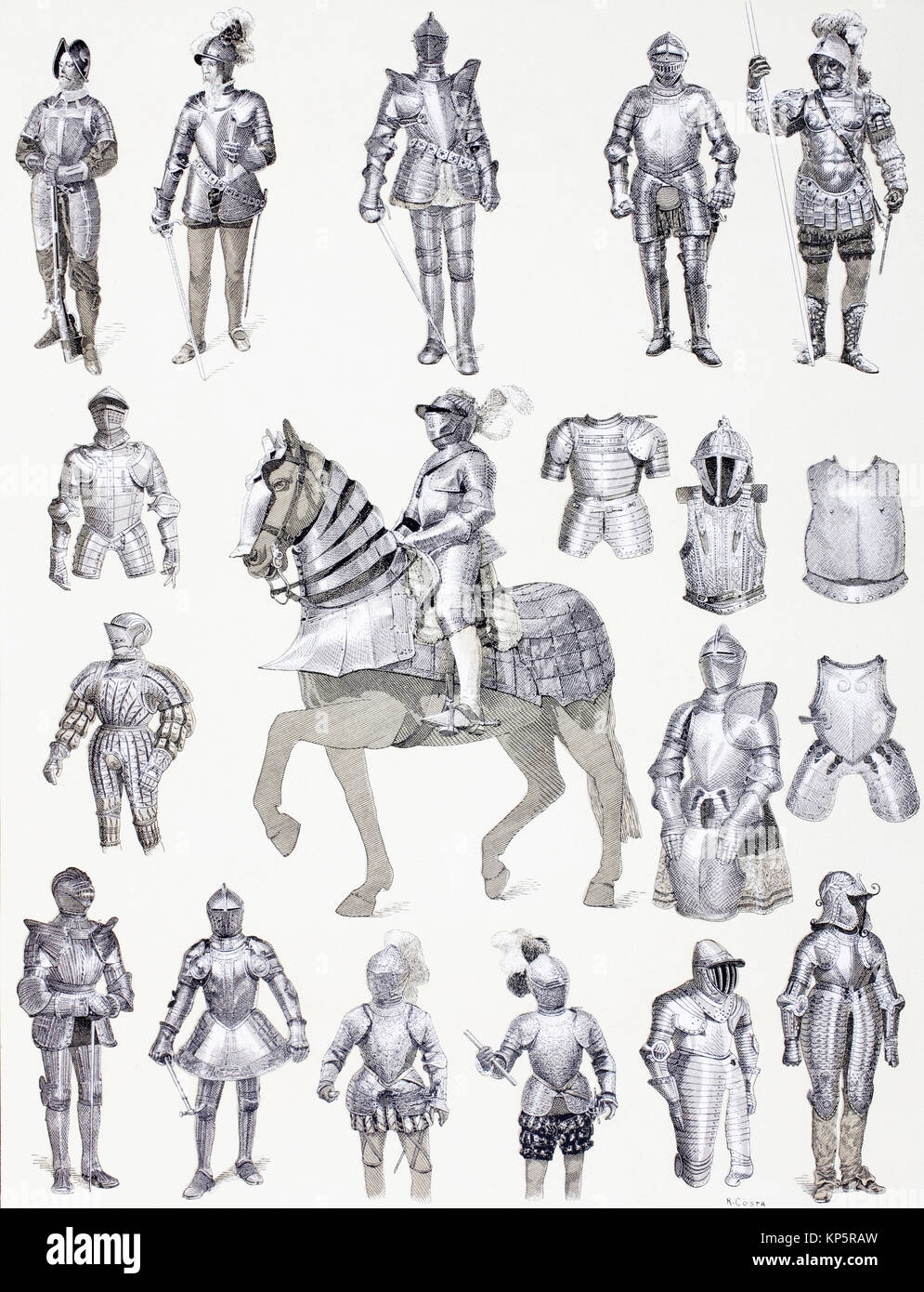 European suits of armour from the 16th, 17th and 18th centuries. From ...