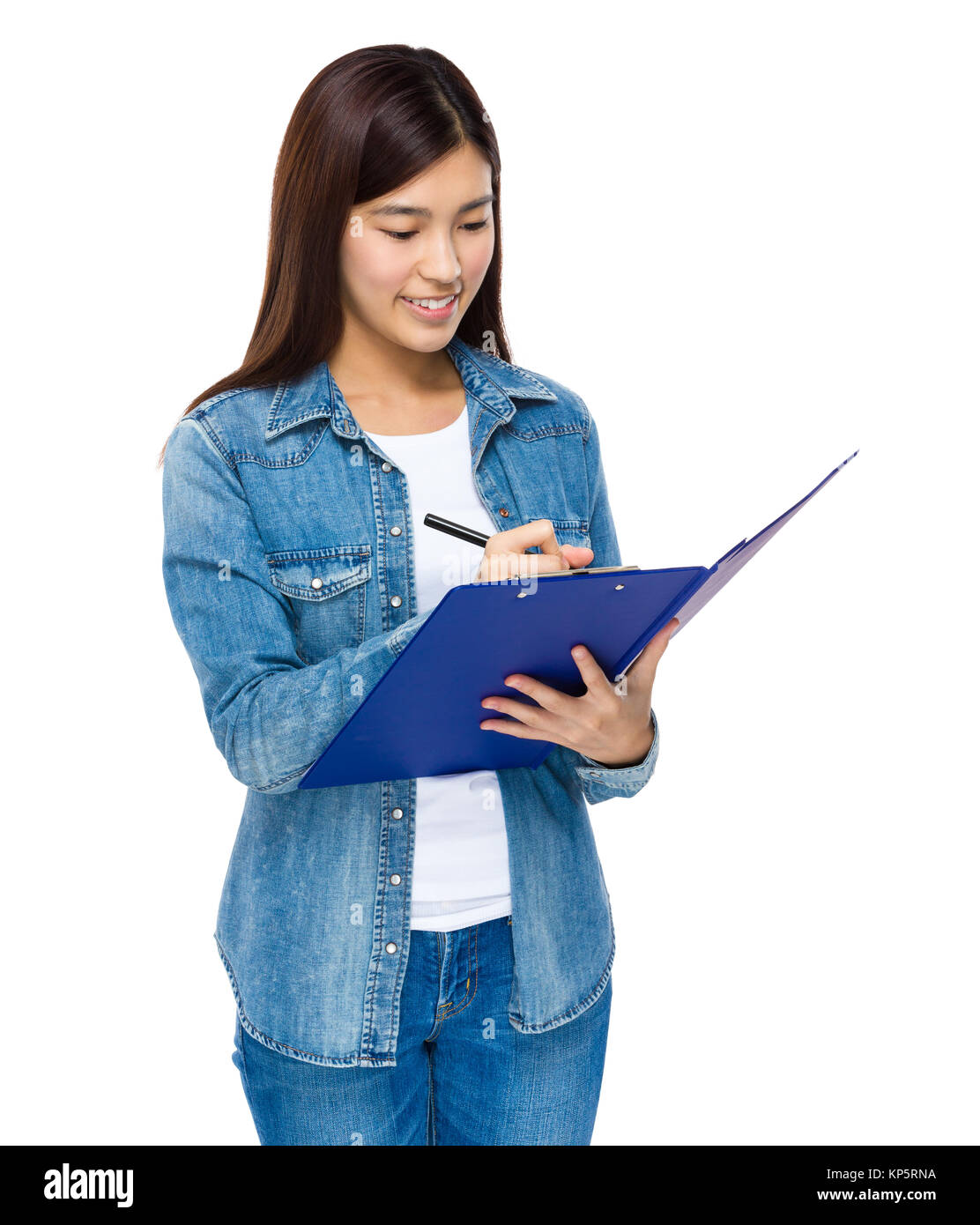 Young lady write on the paper board Stock Photo - Alamy