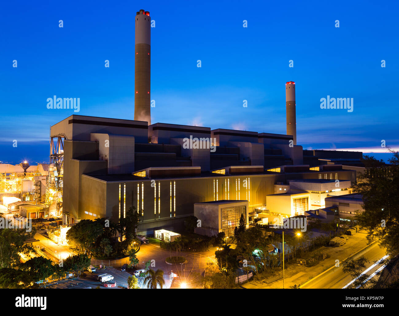 Power plant at night Stock Photo - Alamy