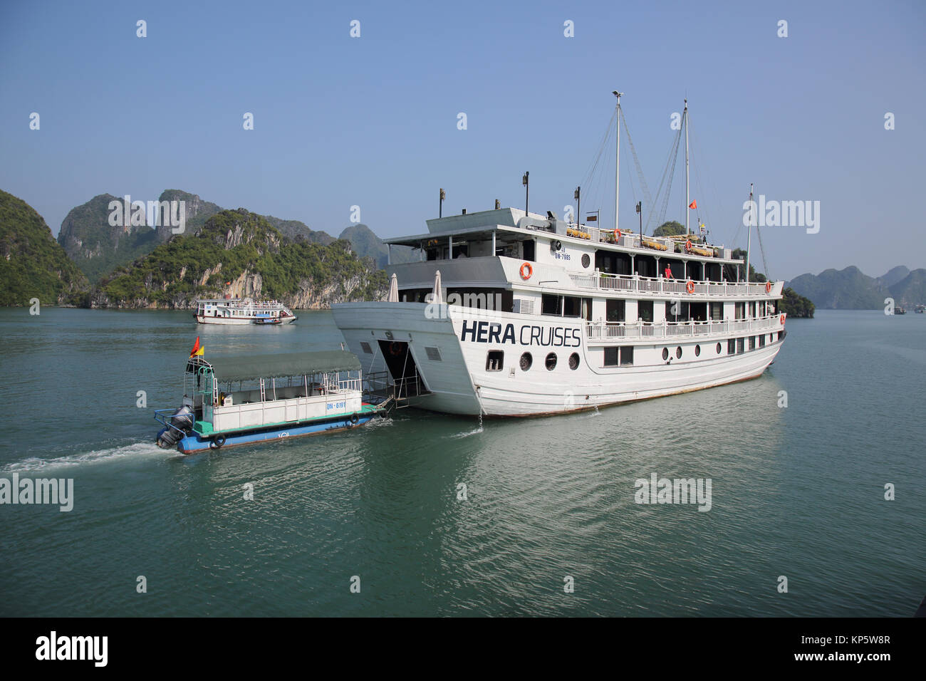 traditional overnight cruise ship in halong bay near hanoi vietnam ...