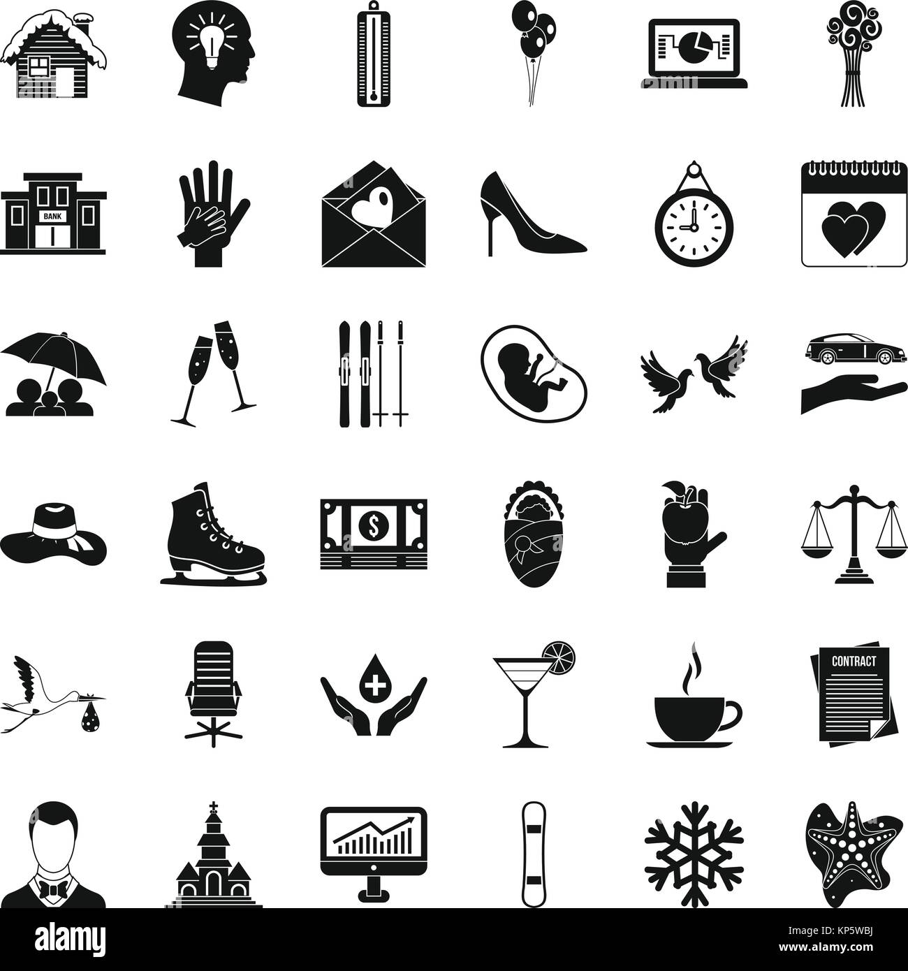 Happiness icons set, simple style Stock Vector Image & Art - Alamy