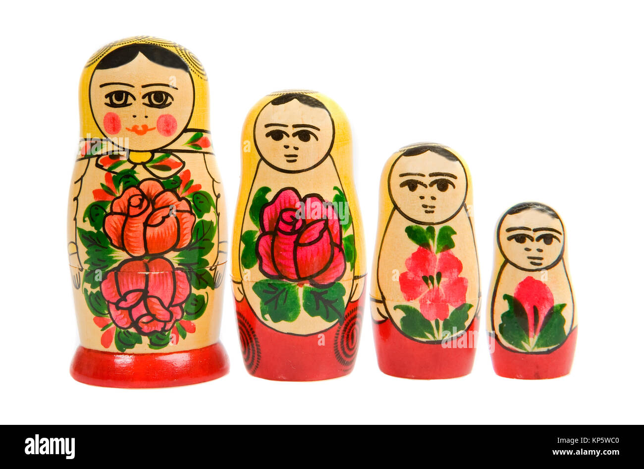 Russian matryoshka dolls in a row isolated on white Stock Photo - Alamy