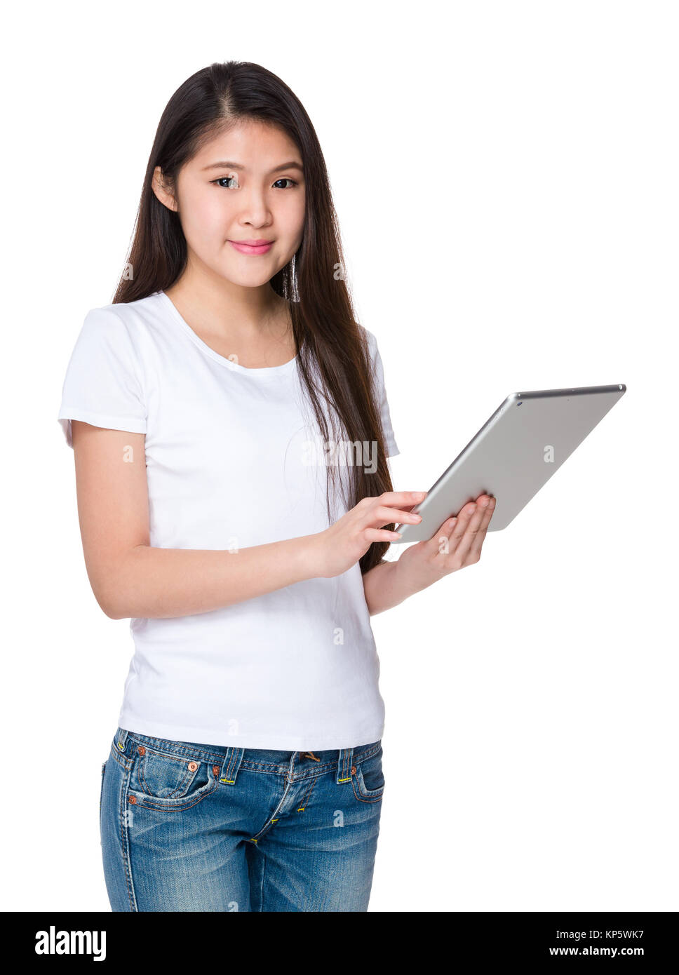 Woman use of tablet Stock Photo - Alamy