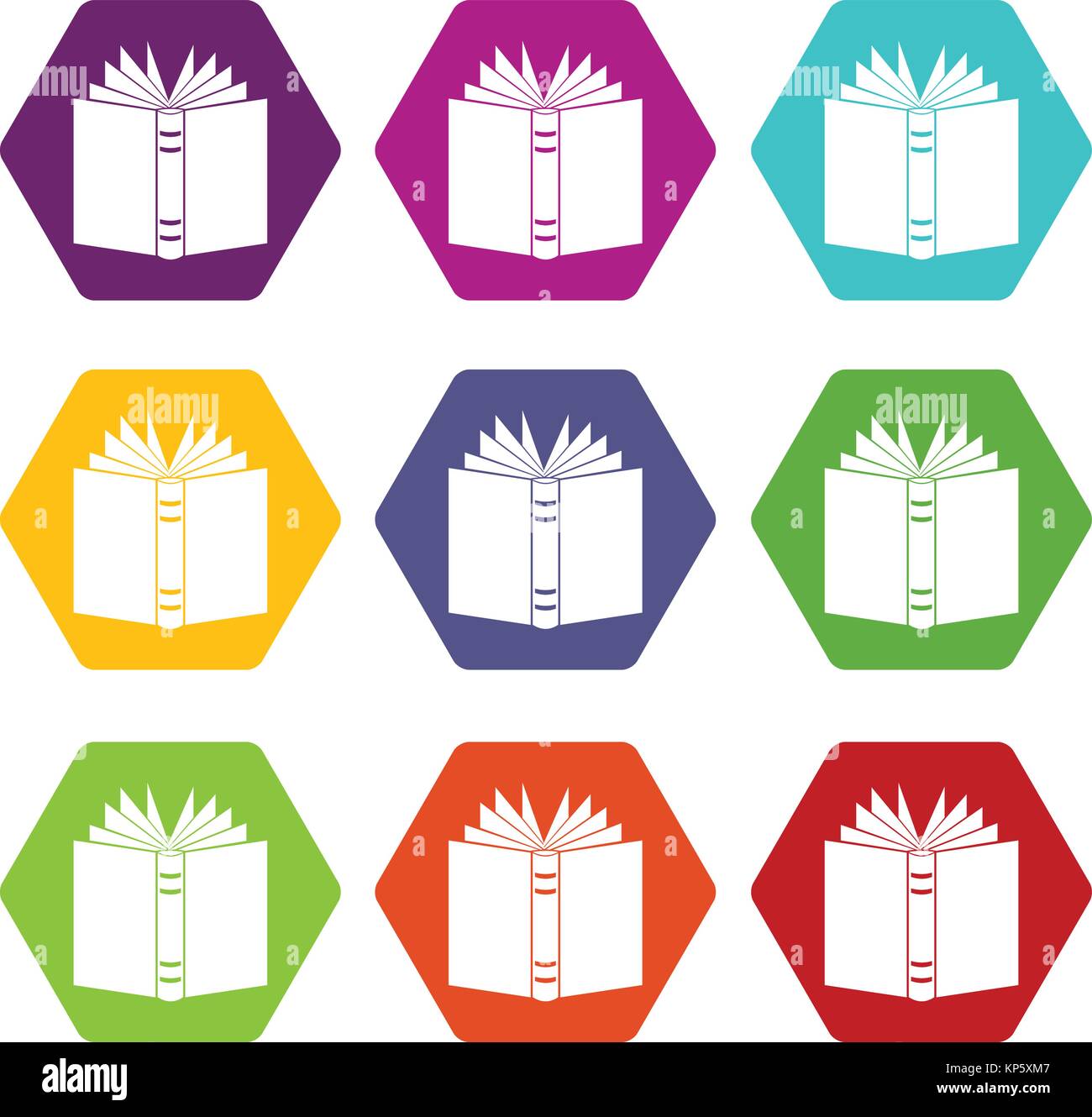 Open thick book icon set color hexahedron Stock Vector Image & Art - Alamy