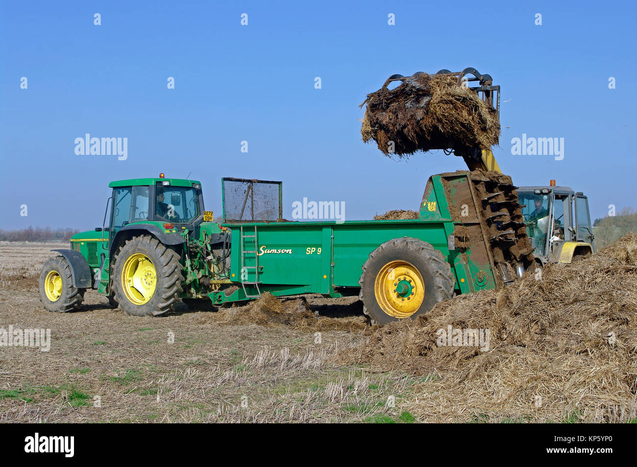 John Deere 6800 tractor and muck spreader Stock Photo - Alamy