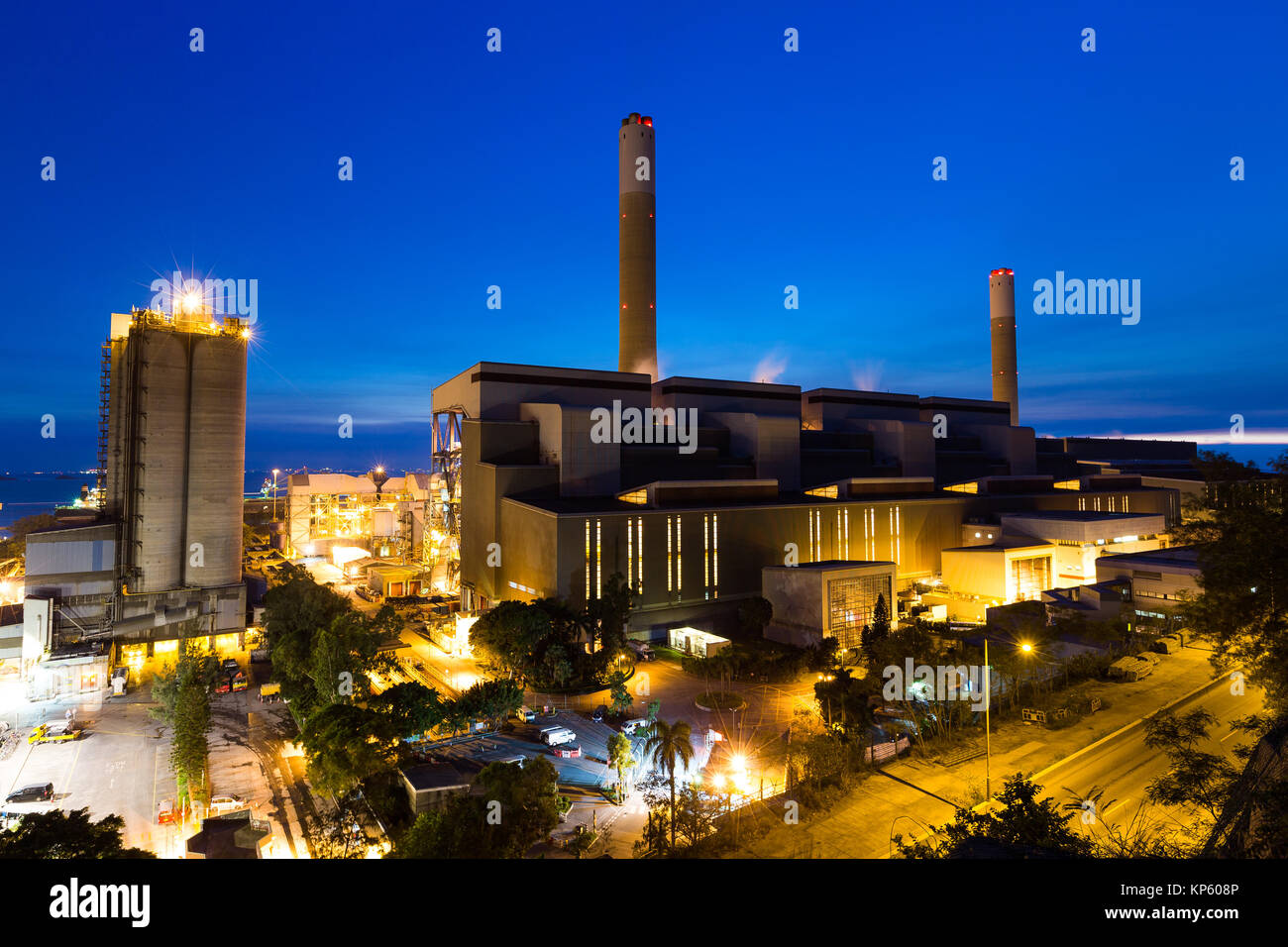 Industry factory at night Stock Photo - Alamy