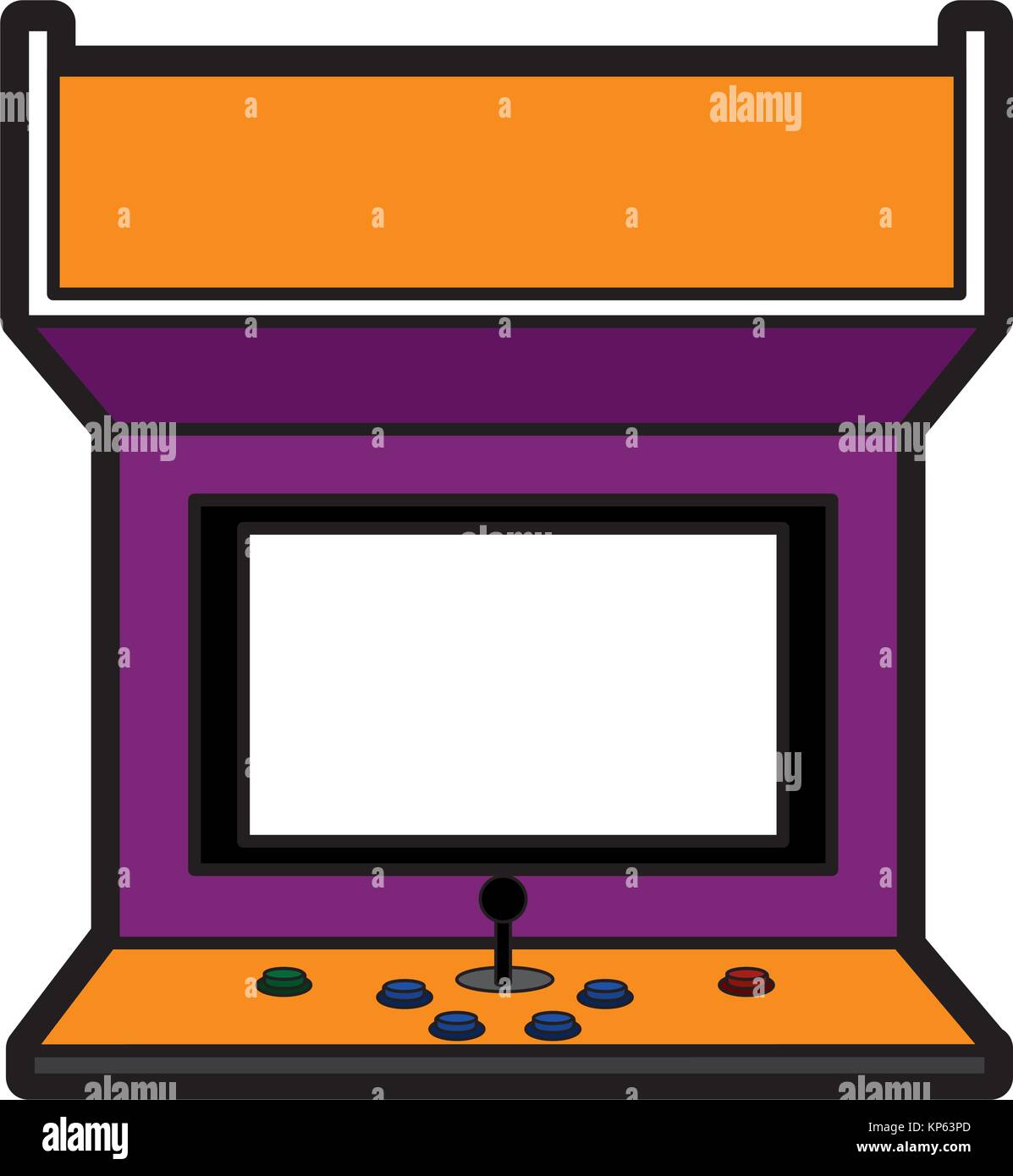 Arcade machine of videogame play retro and technology theme Isolated ...