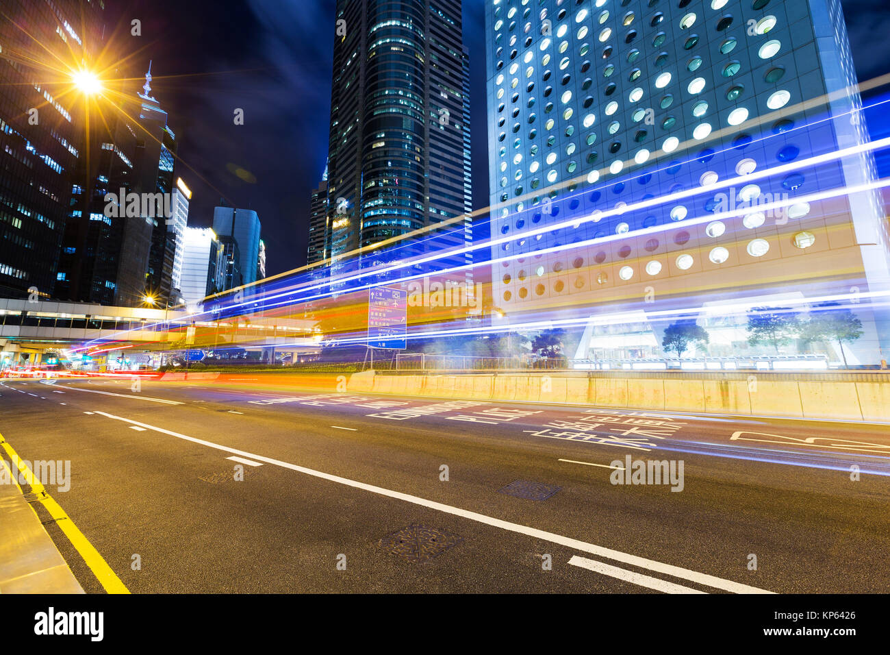 Hong Kong busy road at night Stock Photo - Alamy