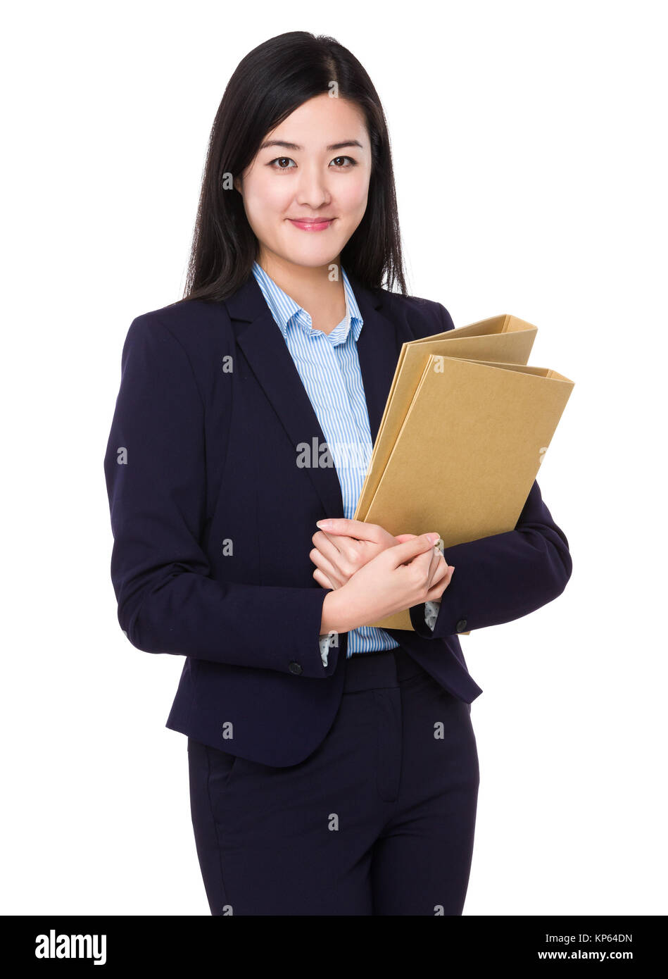 Asian businesswoman holding with folder Stock Photo - Alamy