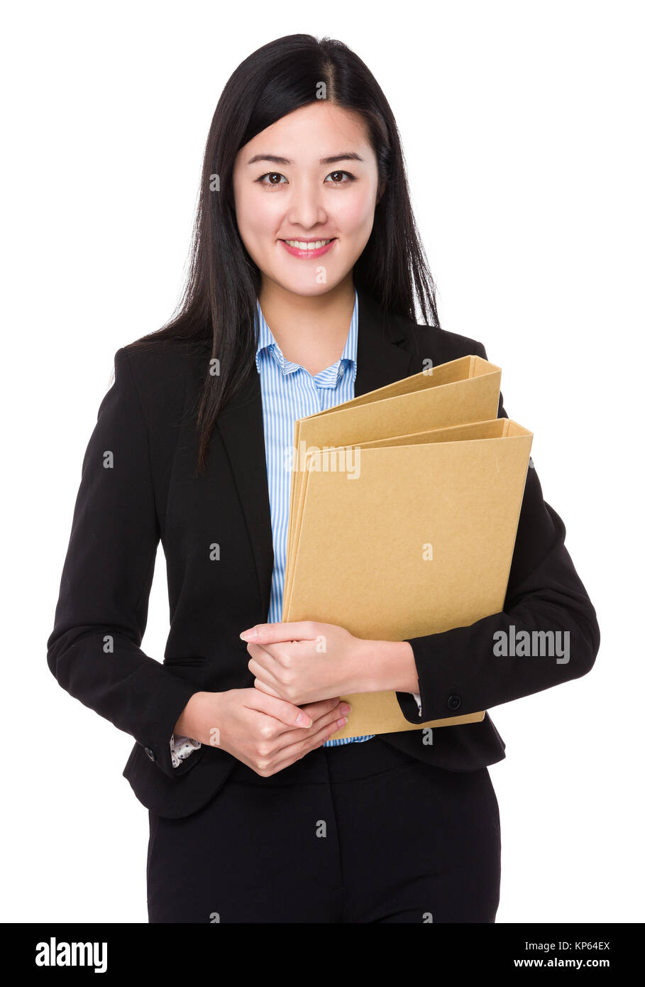 Asian businesswoman hold with folder Stock Photo - Alamy
