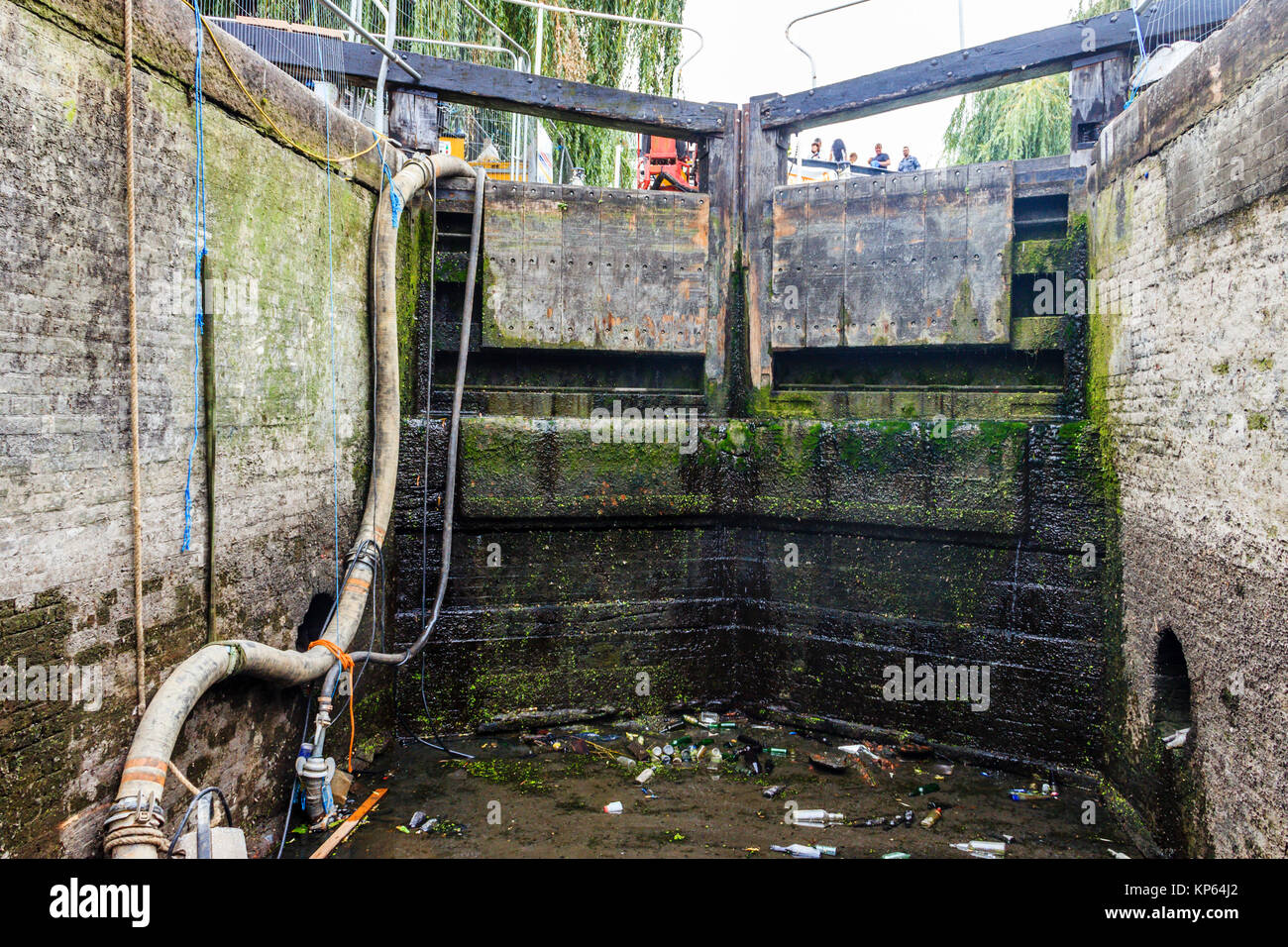 Camden Lock on the Regent's Canal, Camden Town, London, UK, emptied for ...