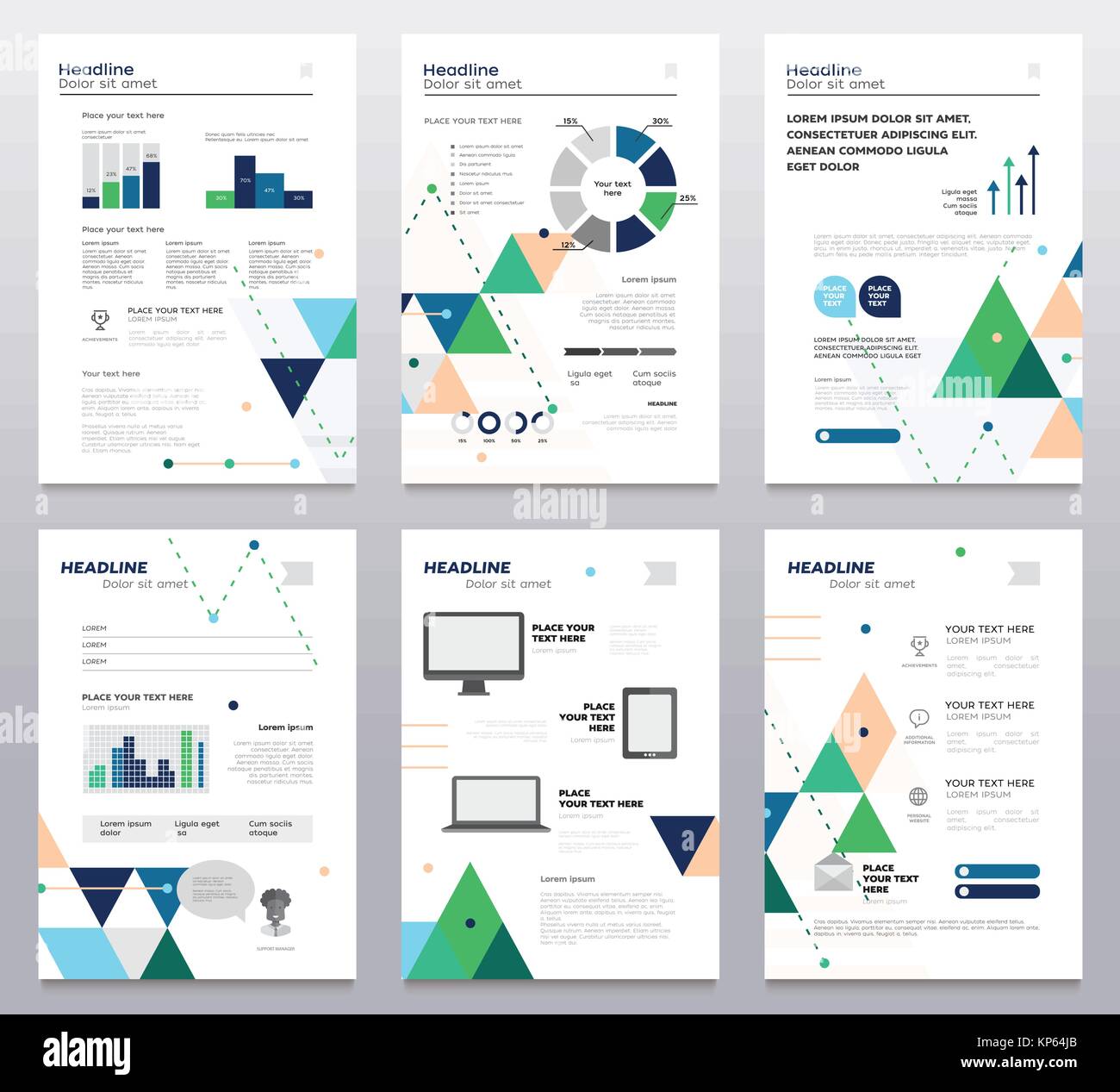 Presentation booklet - set of modern vector abstract templates. A4 ...