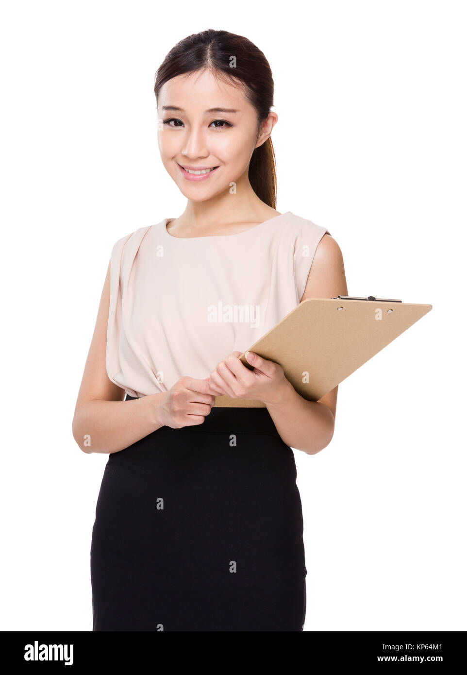 Woman holding with clipboard Stock Photo - Alamy