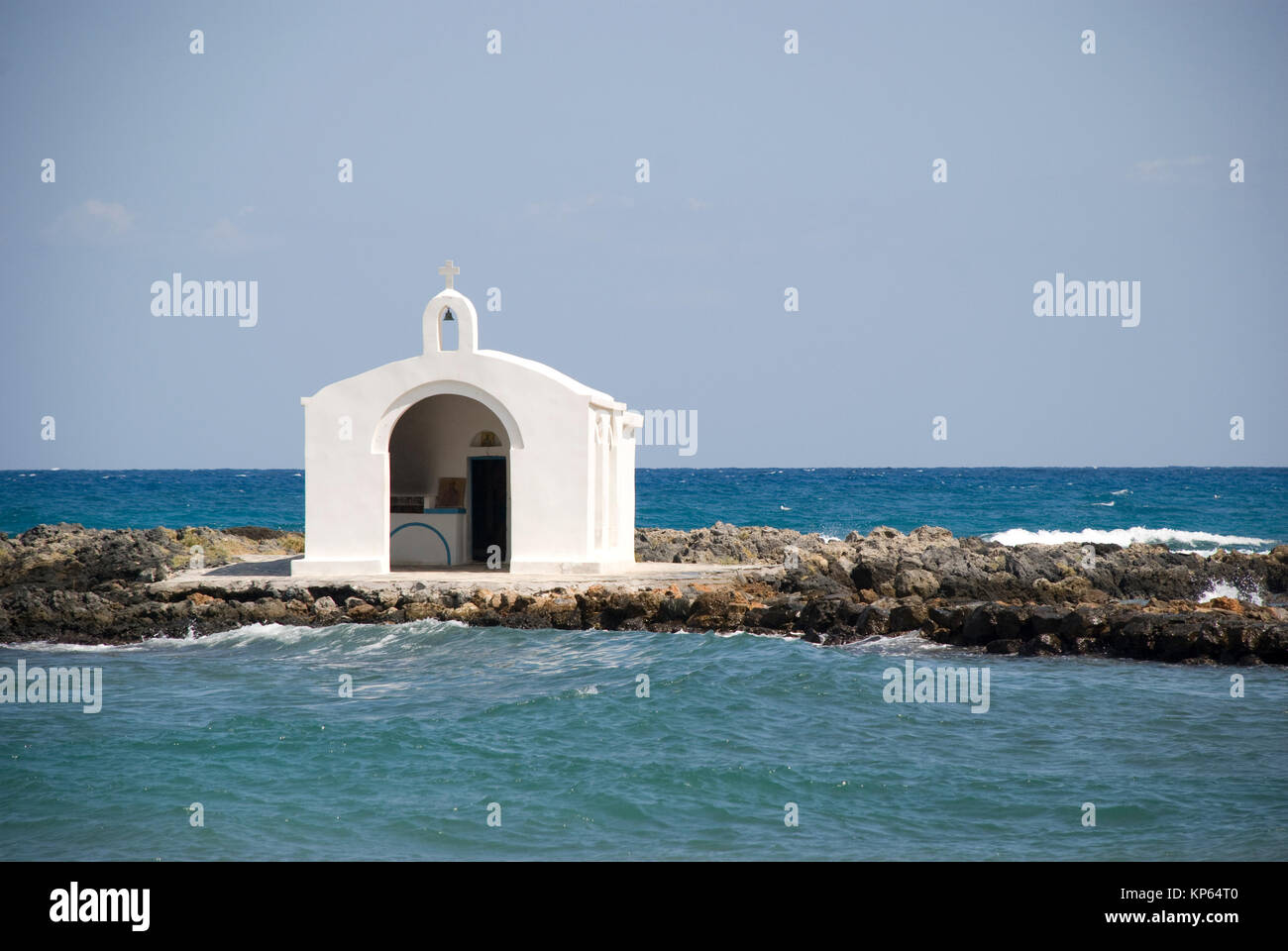 small greek orthodox chapel in the sea,crete Stock Photo - Alamy