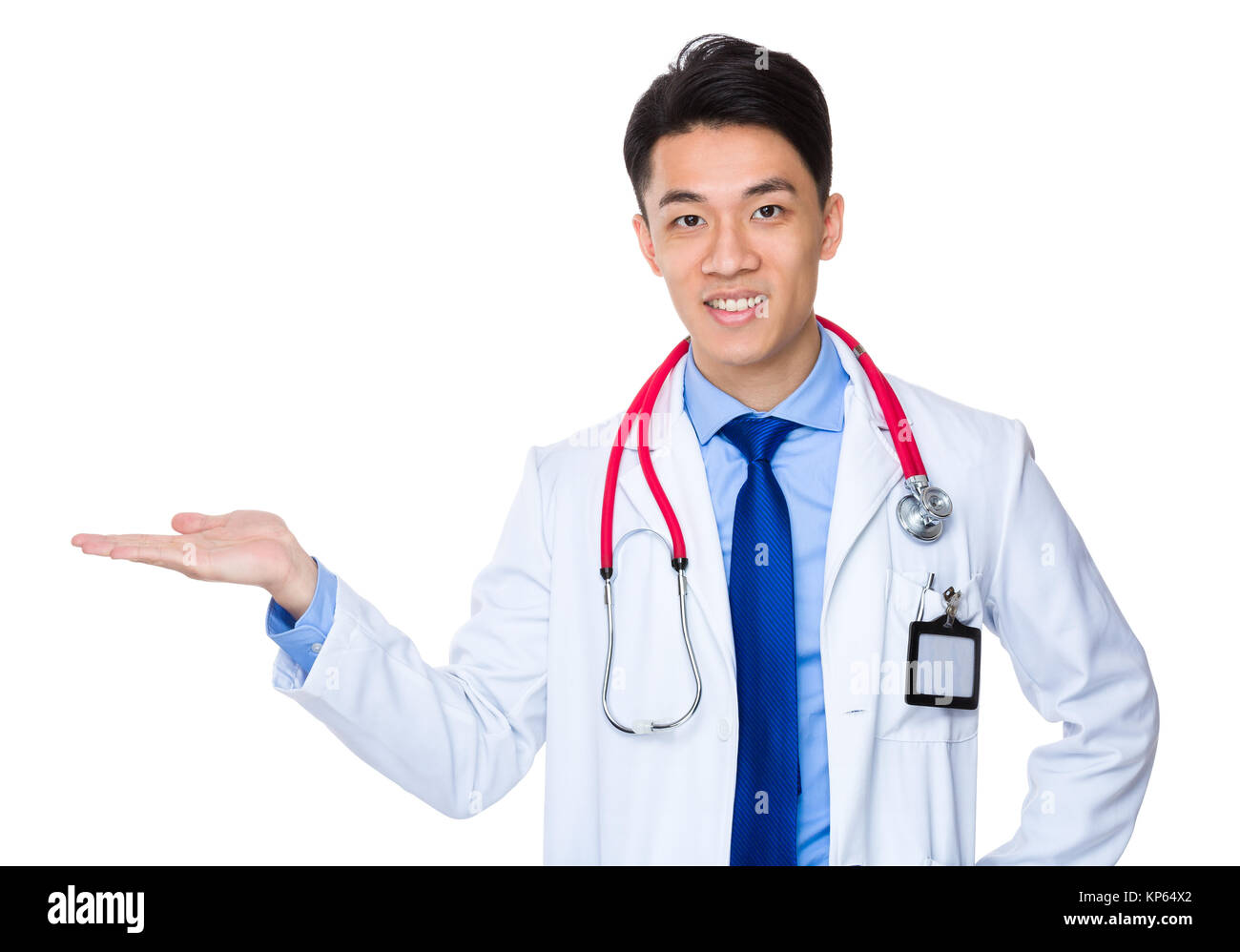 Asian doctor with open hand palm Stock Photo - Alamy