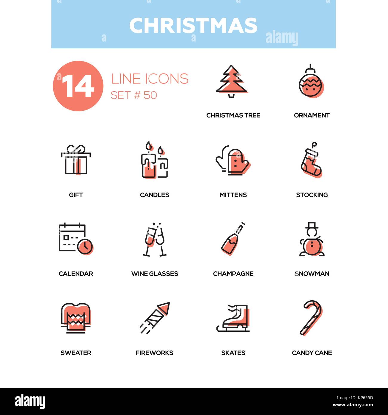 Holidays theme, Christmas - line design icons set Stock Vector Image ...