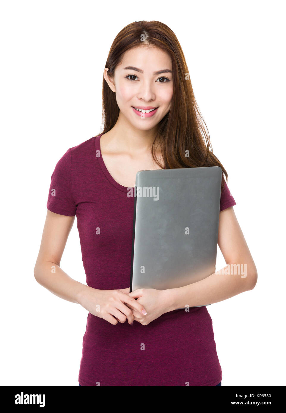 Girl with laptop Stock Photo - Alamy