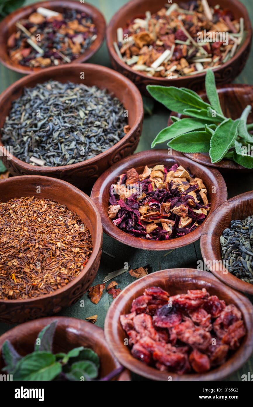 Assortment of dry tea Stock Photo - Alamy