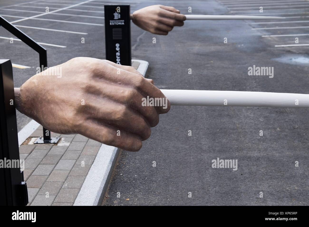 Parking entrance of the opera house in Tallinn, Estonia, Europe Stock ...