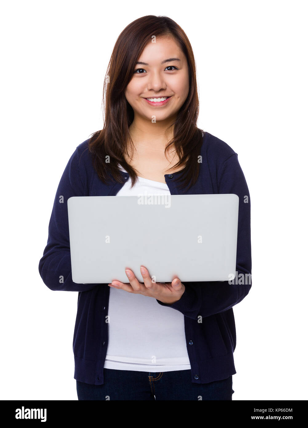 Asian woman use of the laptop computer Stock Photo - Alamy