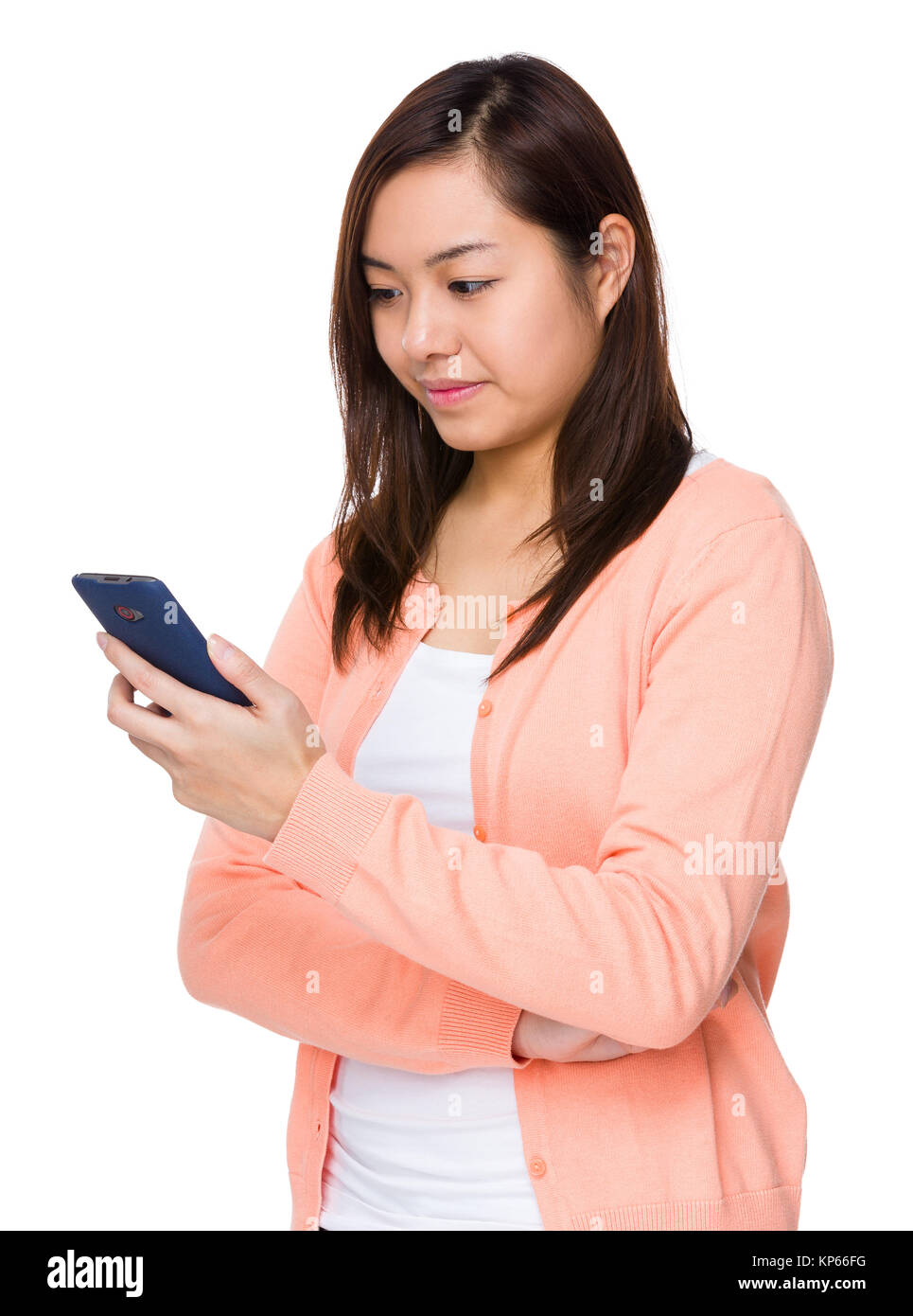 Asian woman read on the cellphone Stock Photo - Alamy