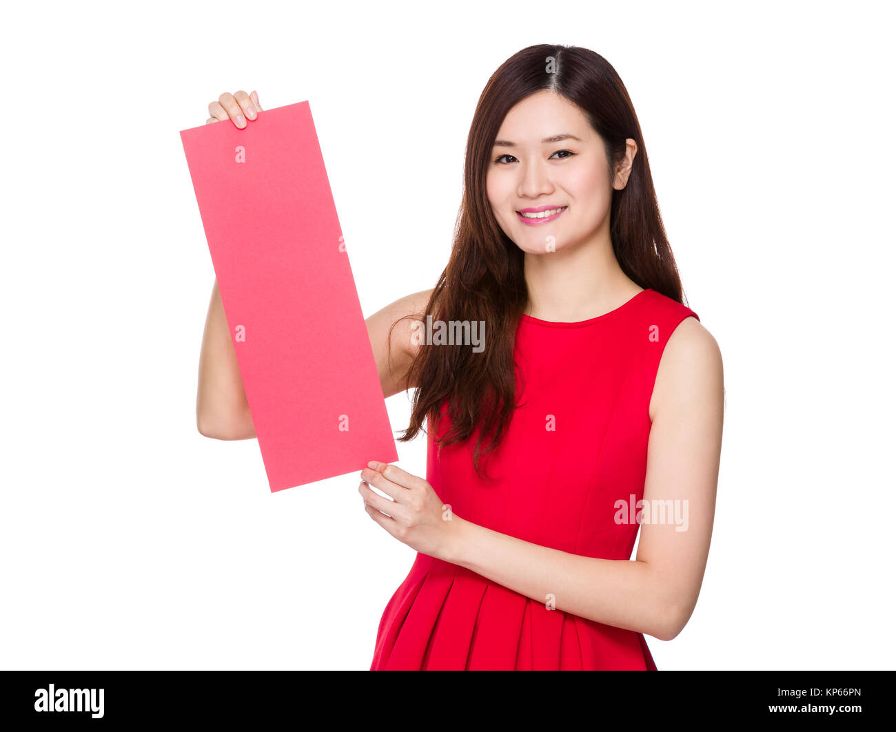 Woman hold with blank chinese Fai Chun Stock Photo - Alamy
