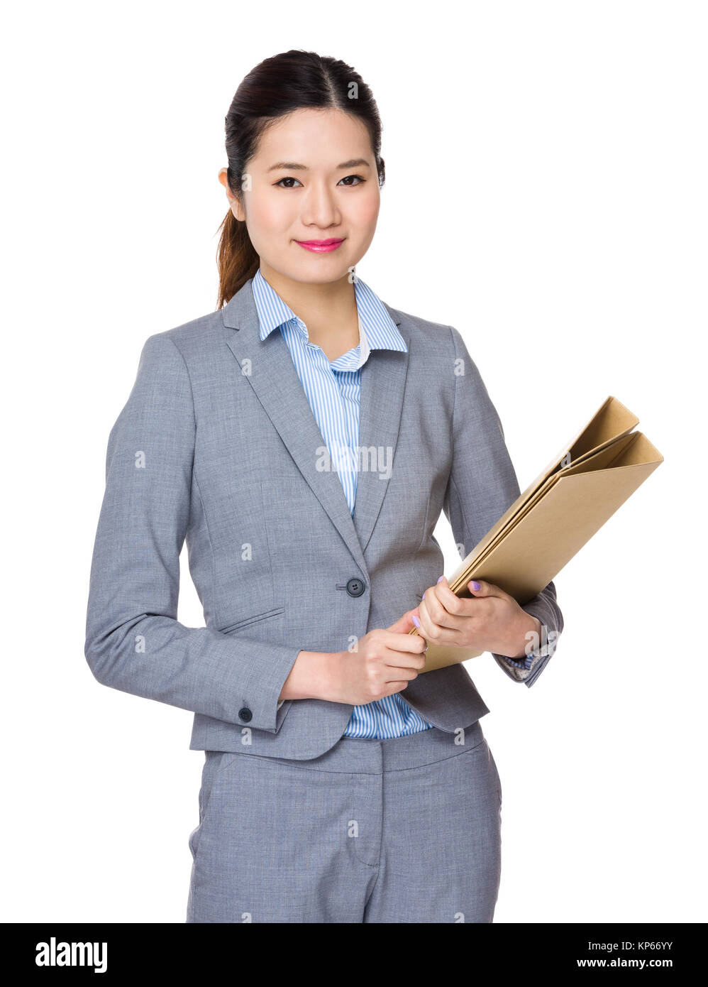 Asian businesswoman hold with folder Stock Photo - Alamy