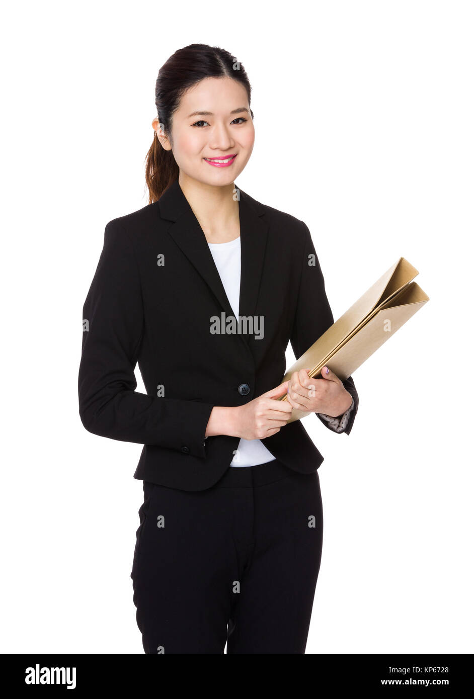 Asian Businesswoman hold with folder Stock Photo - Alamy