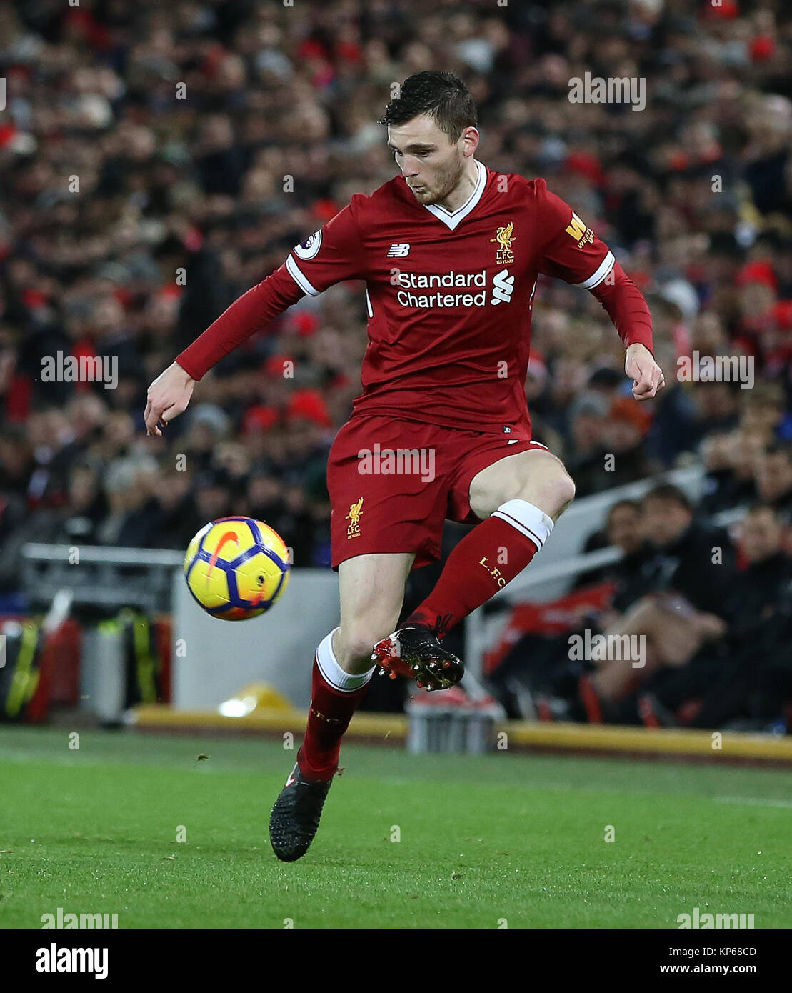 Liverpool's Andrew Robertson during the Premier League match at Anfield ...