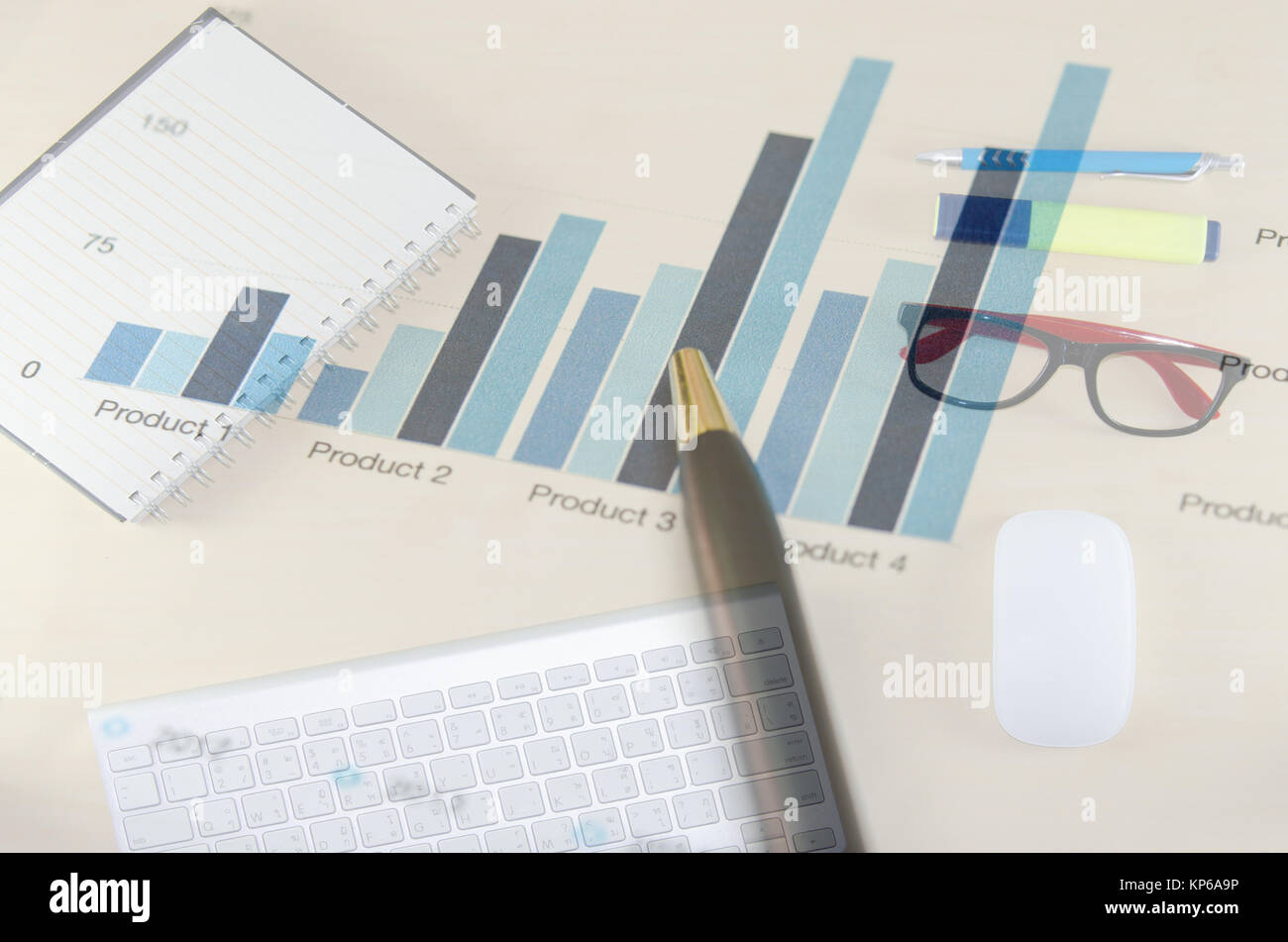 business concept Graphs and pen Stock Photo - Alamy