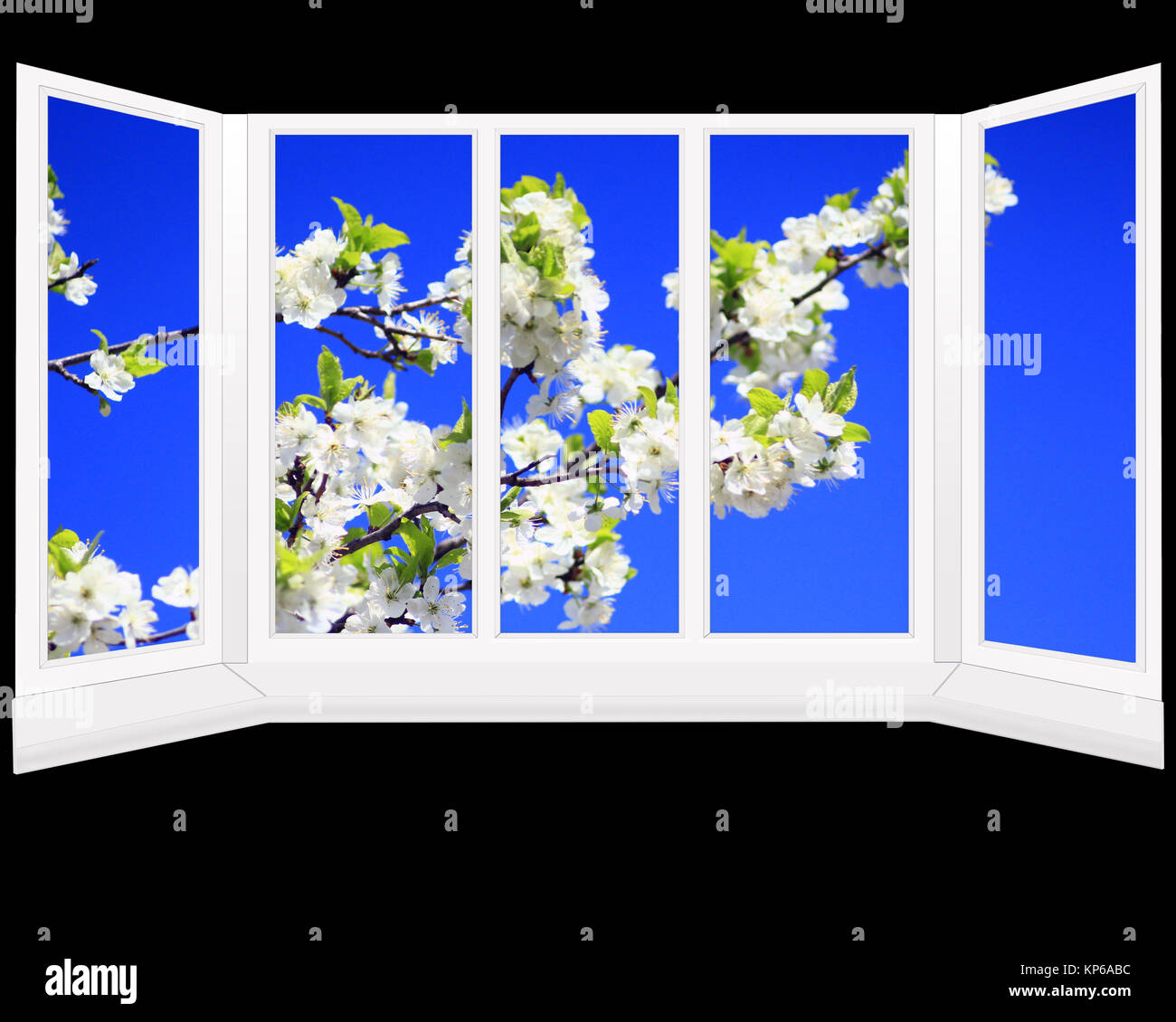 plastic windows overlooking the garden Stock Photo - Alamy