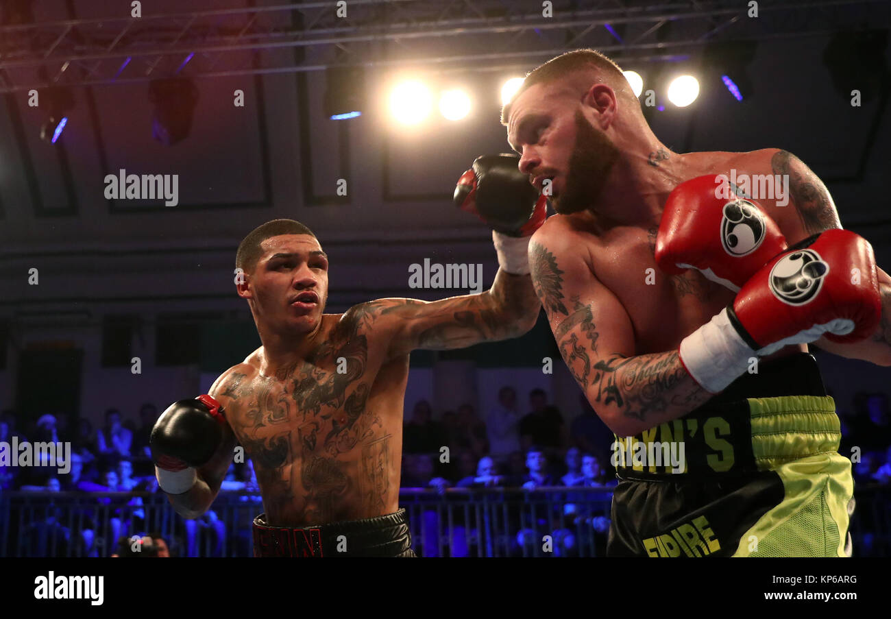 Conor Benn (right) and Cedrick Peynaud in the Welterweight contest at ...