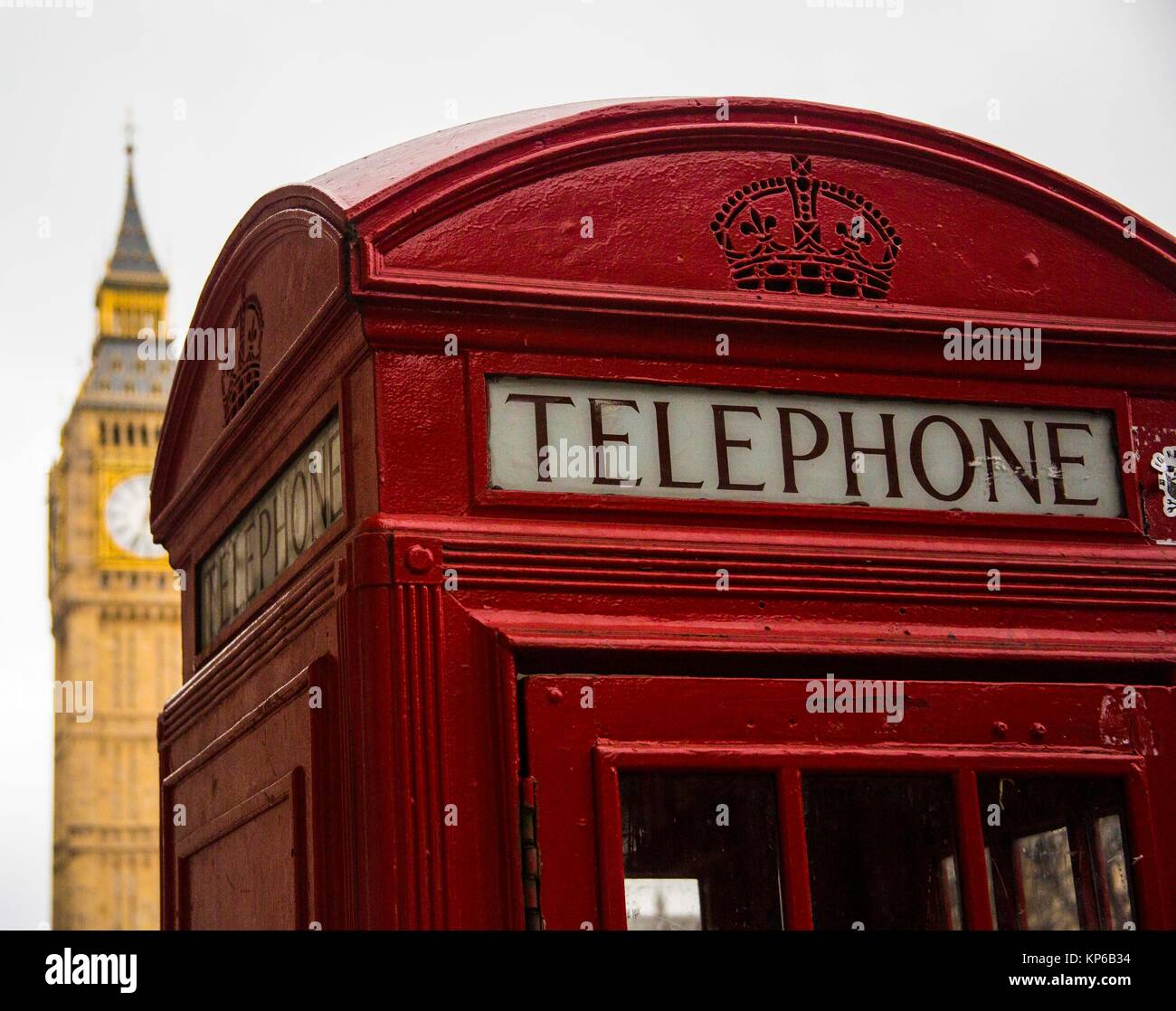 Classic red British telephone boxes with Big Ben in the background on ...