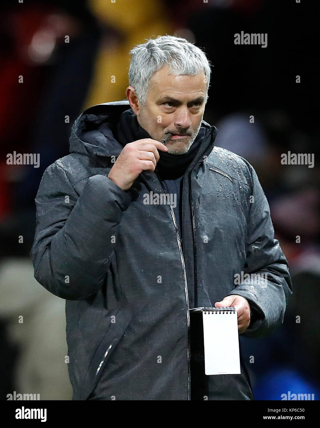 Manchester United manager Jose Mourinho makes notes after the final ...