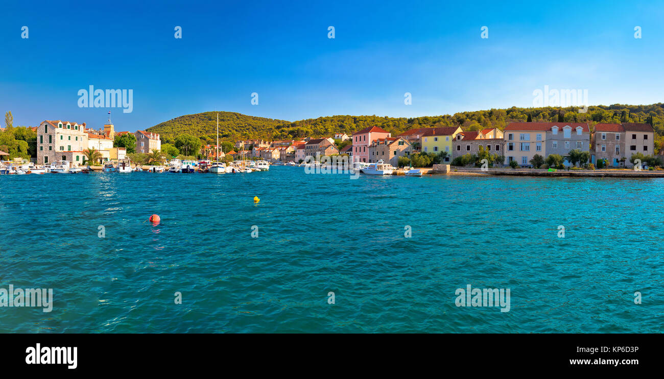 Island of Zlarin harbor panoramic view, Sibenk archipelago of Croatia ...