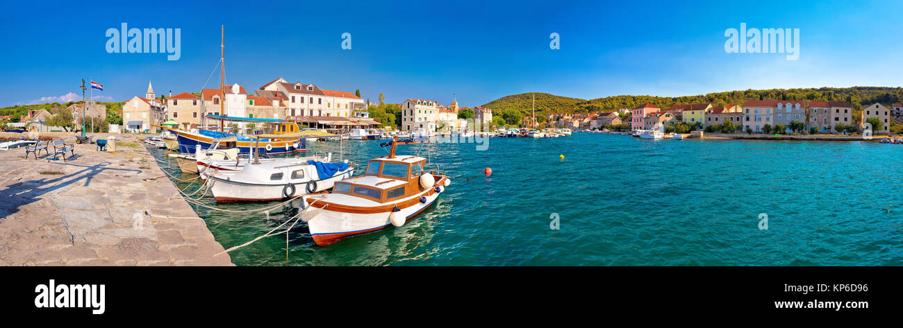 Island of Zlarin harbor panoramic view, Sibenk archipelago of Croatia ...