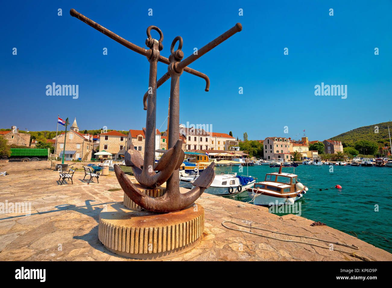 Island of Zlarin waterfront view, Sibenik coral archipelago of Dalmatia ...