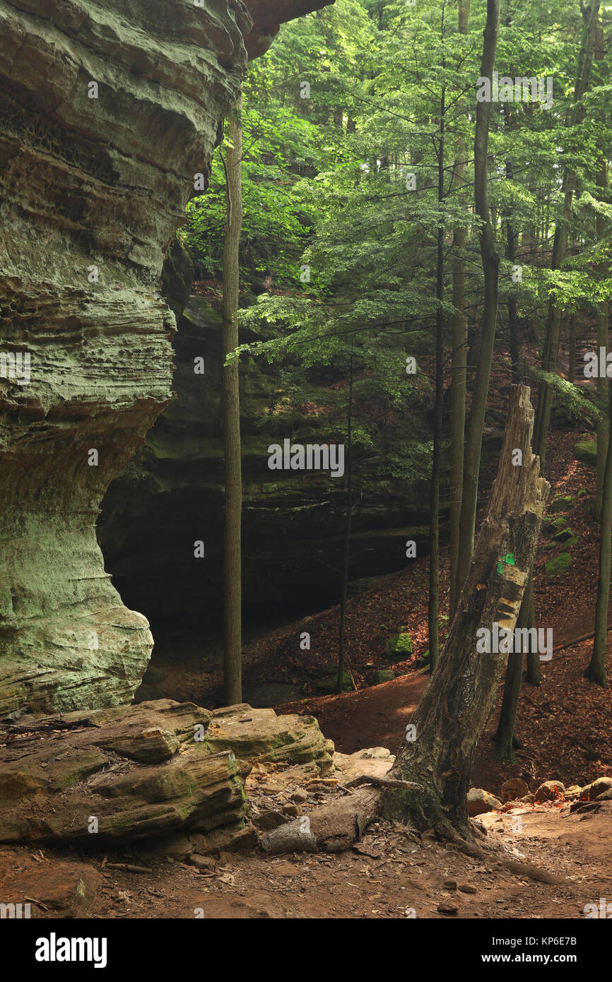 Sandstone cliffs along the Hemlock Bridge Trail, Hocking Hills State ...