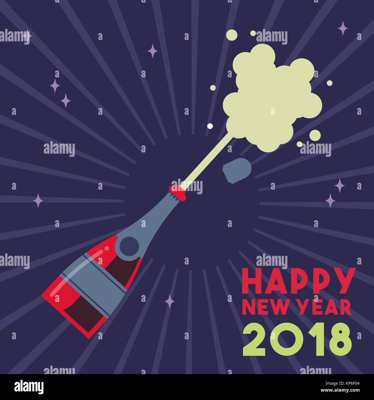 Happy New Year 2018 Greeting Card Illustration Of Champagne Party