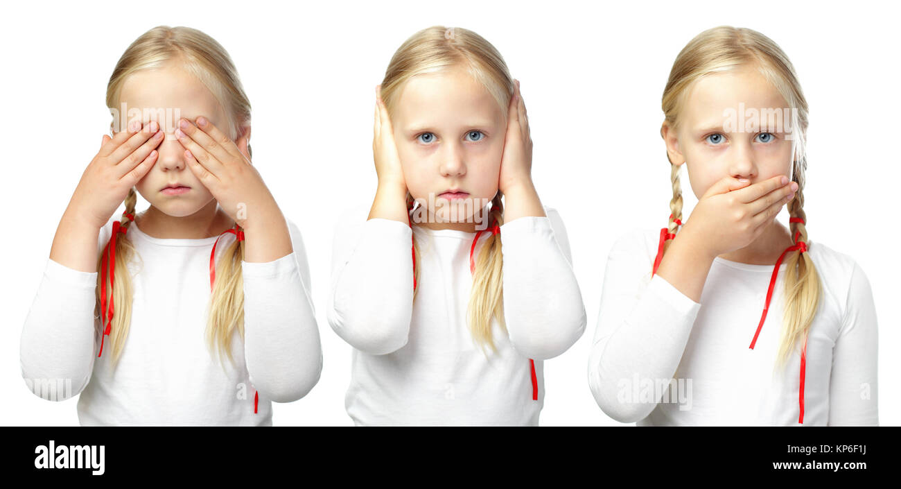Child - See no evil, Hear no evil, Speak no evil Stock Photo - Alamy