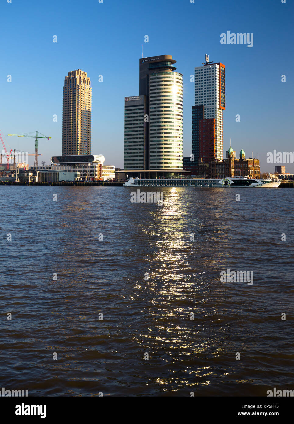 Rotterdam skyline at daylight, vertical view. blue sky, nobody Stock ...