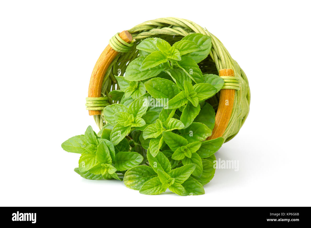 basket with fresh mint on white background Stock Photo - Alamy