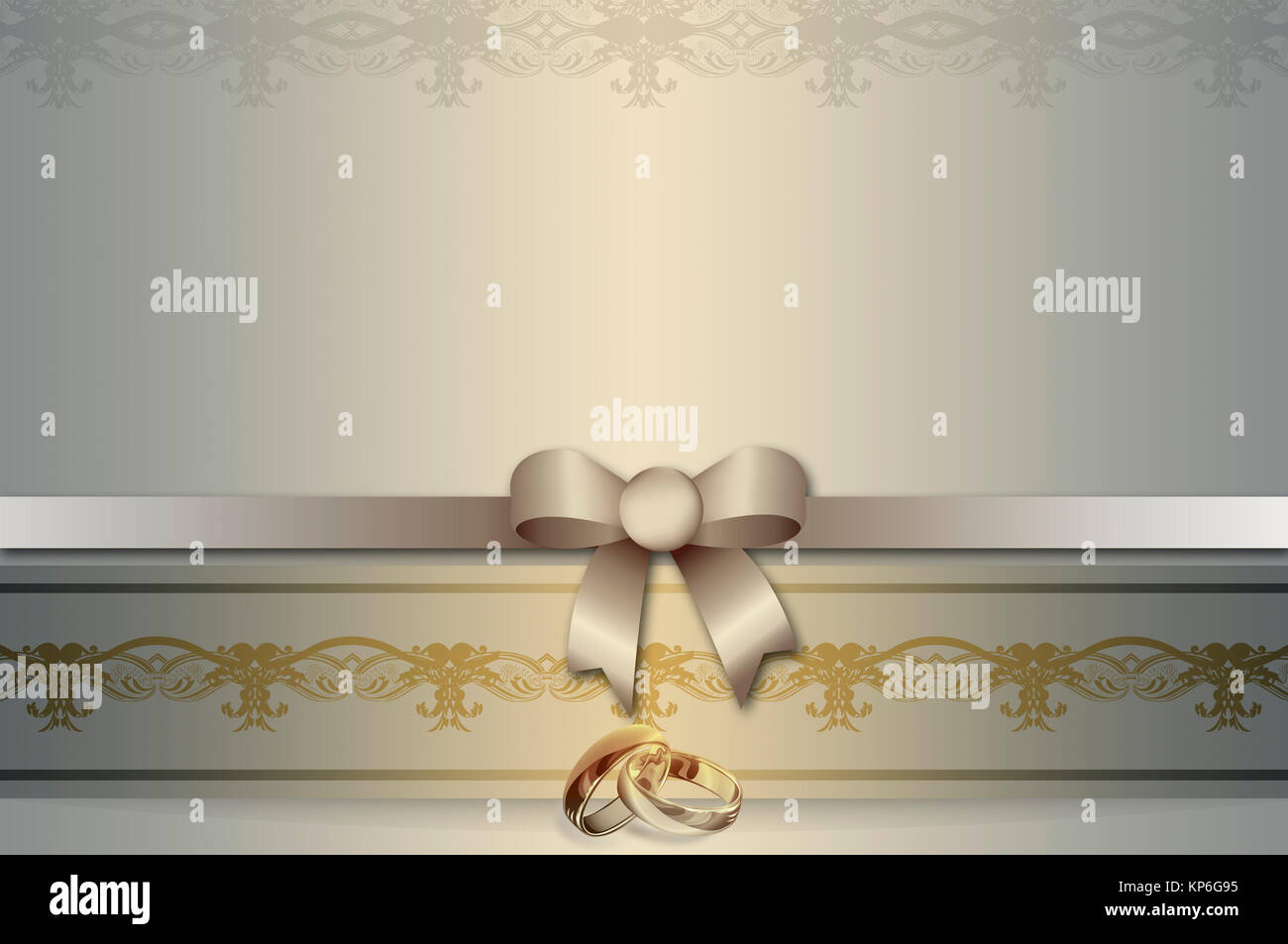 Template of wedding invitation card with gold rings and decorative ...