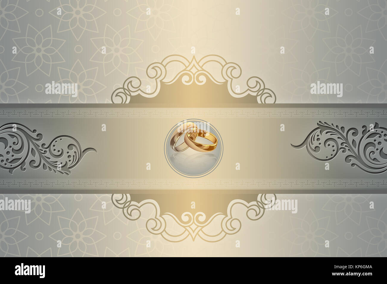 Template card of wedding invitation with gold rings and elegant ...
