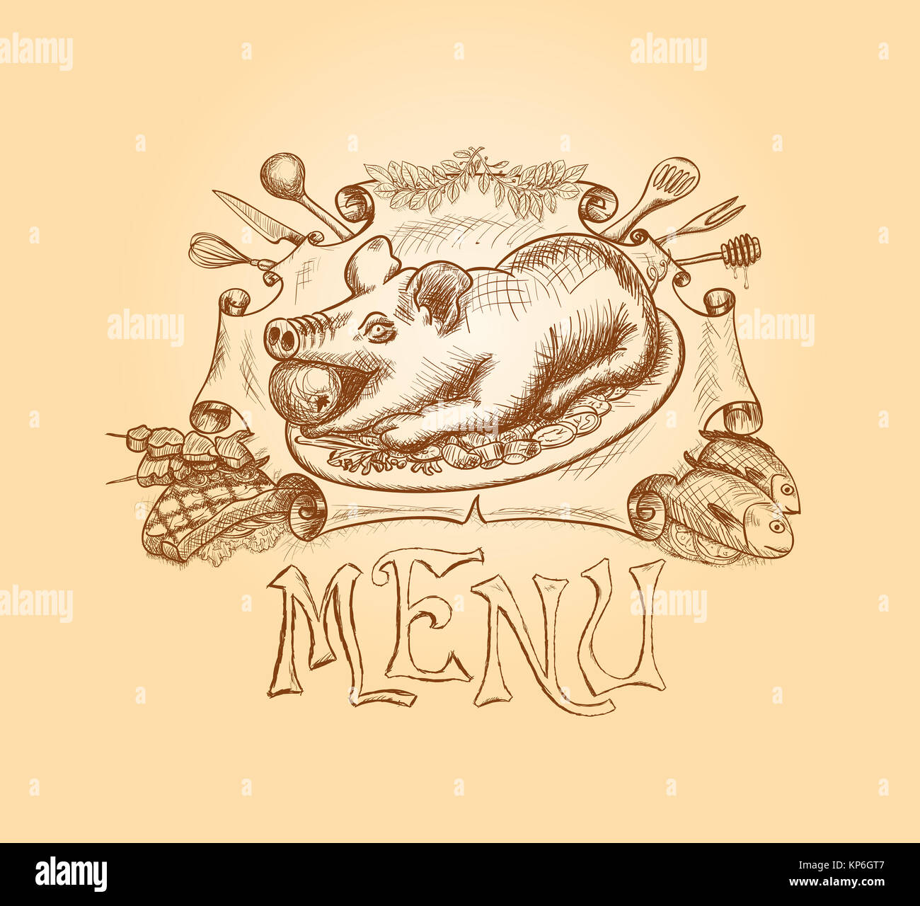 Vector hand drawn menu title design Stock Photo - Alamy